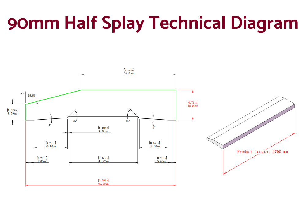 Half Splay - Pine Skirting Boards 2700mm (S3S Primed & Finger Jointed)